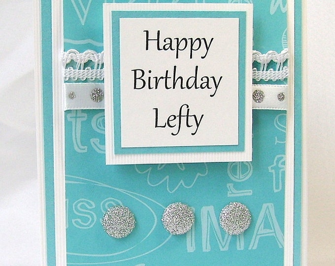 Feminine Aqua Left Handed Birthday Card, Lefty Birthday Card, Leftie ...