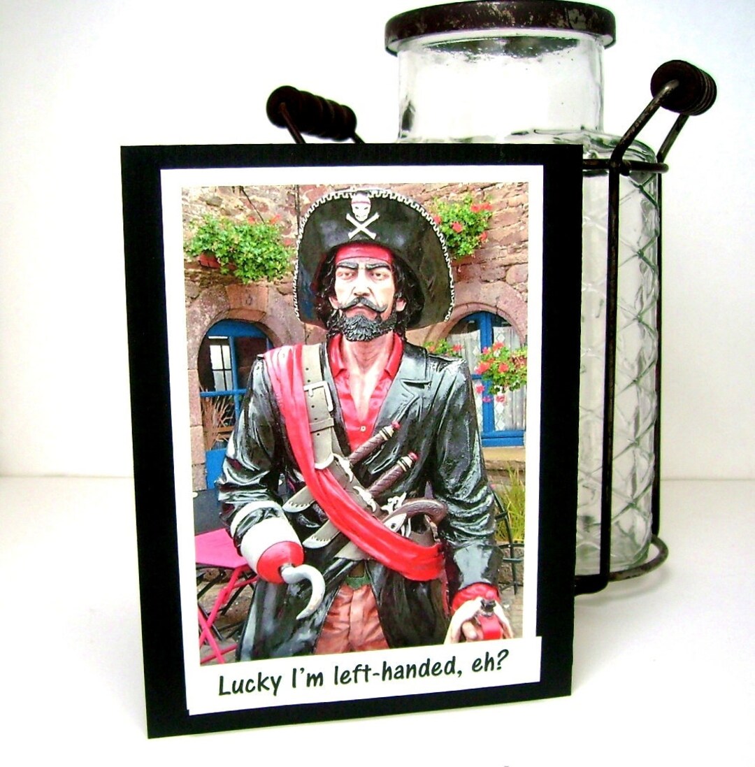Lefty Birthday Card, Pirate Birthday Card, Left Handed Pirate, Leftie ...