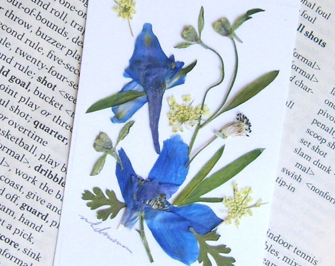 Blue Pressed Flower Magnet Blue Butterfly Delphinium - Etsy