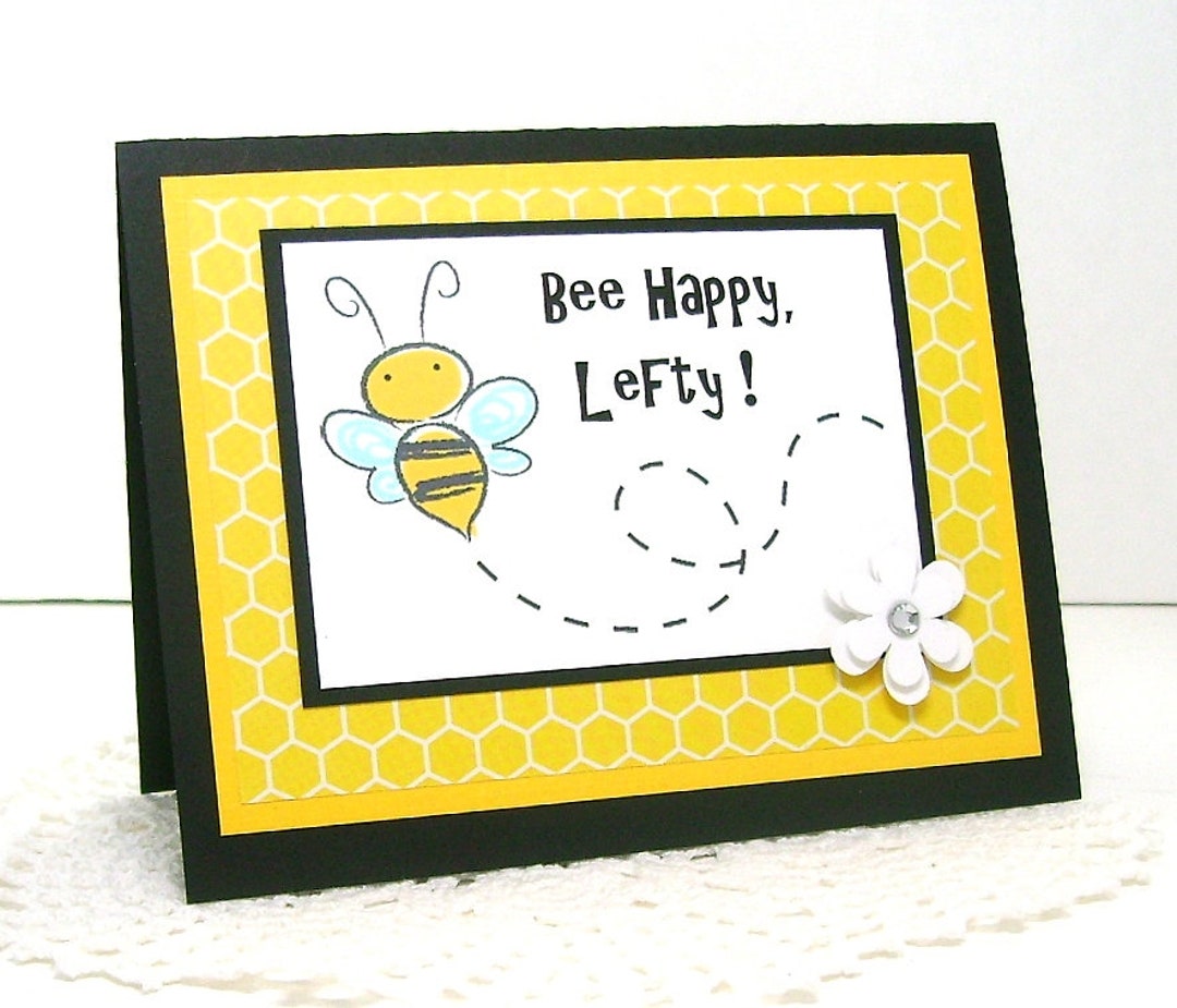 Lefty Birthday Card, Left Handed Card, Leftie Birthday, Bee Happy ...