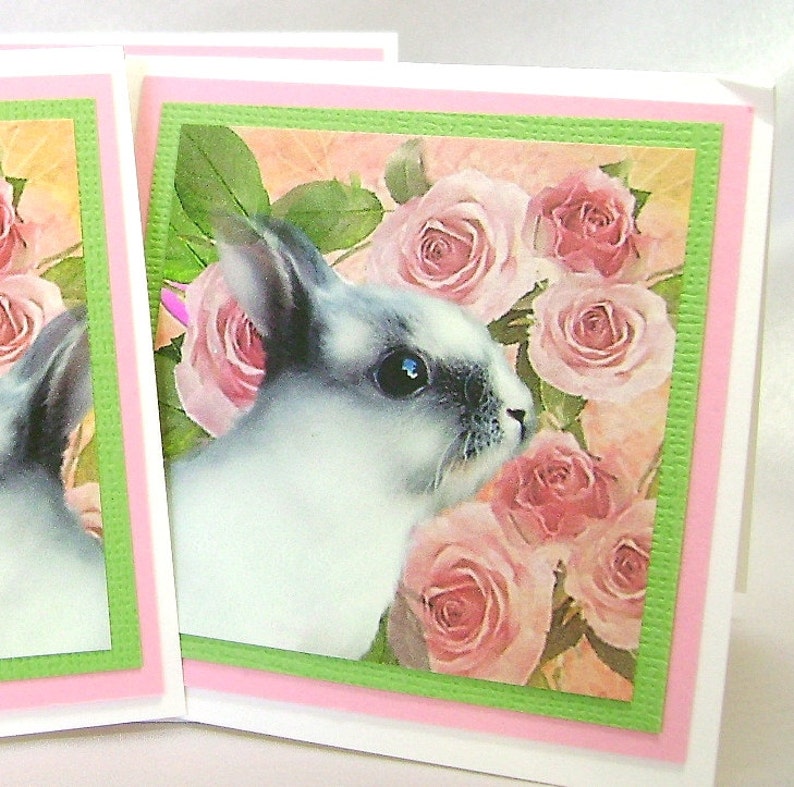 Pink bunny note cards Baby rabbits Rabbit notes Easter | Etsy