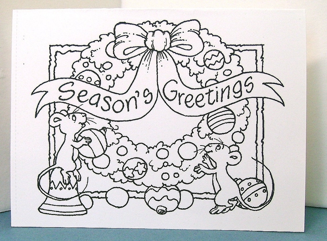 Christmas Cards to Color Coloring Cards Set of Four | Etsy