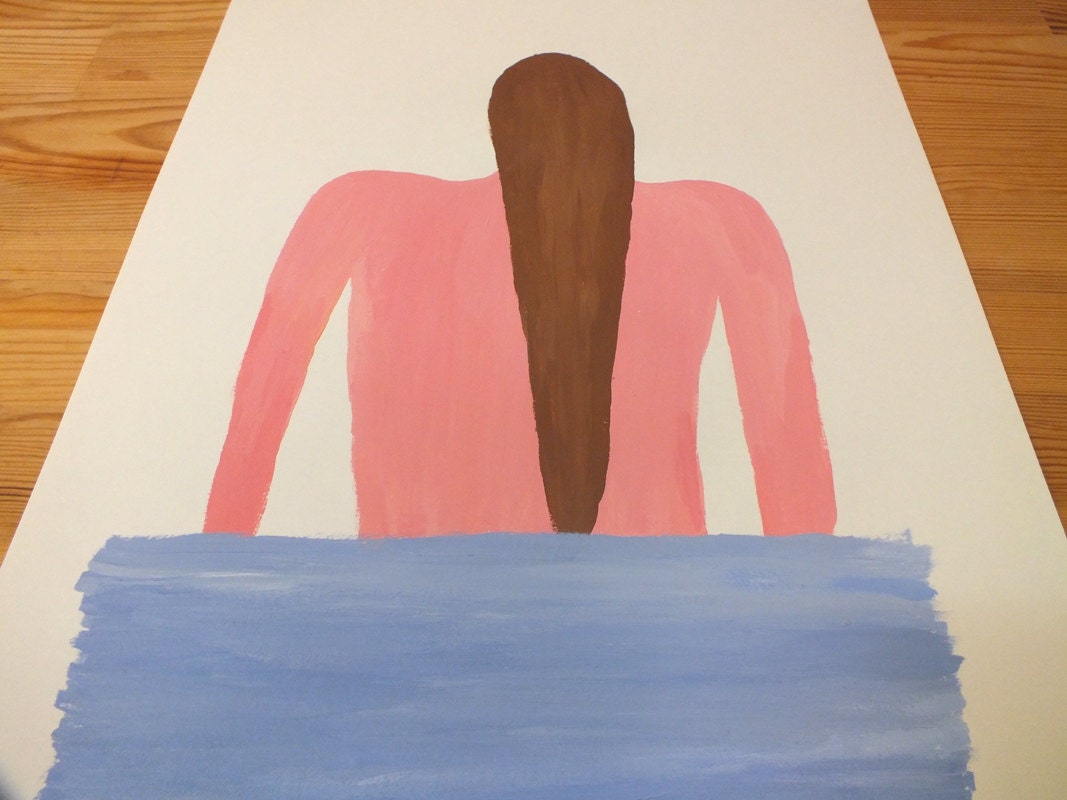 Standing in the Water A3 Original Painting Minimalist - Etsy