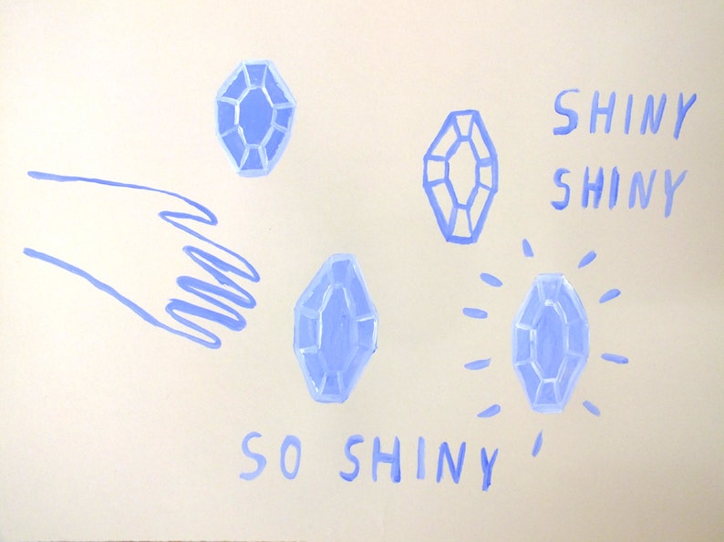 Shiny Shiny A4 Original Painting, Naive Happy Drawing, Diamonds - Etsy