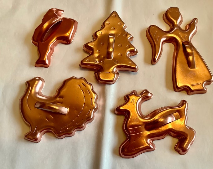 Set of 5 Vintage Copper Aluminum Cookie Cutters - Etsy