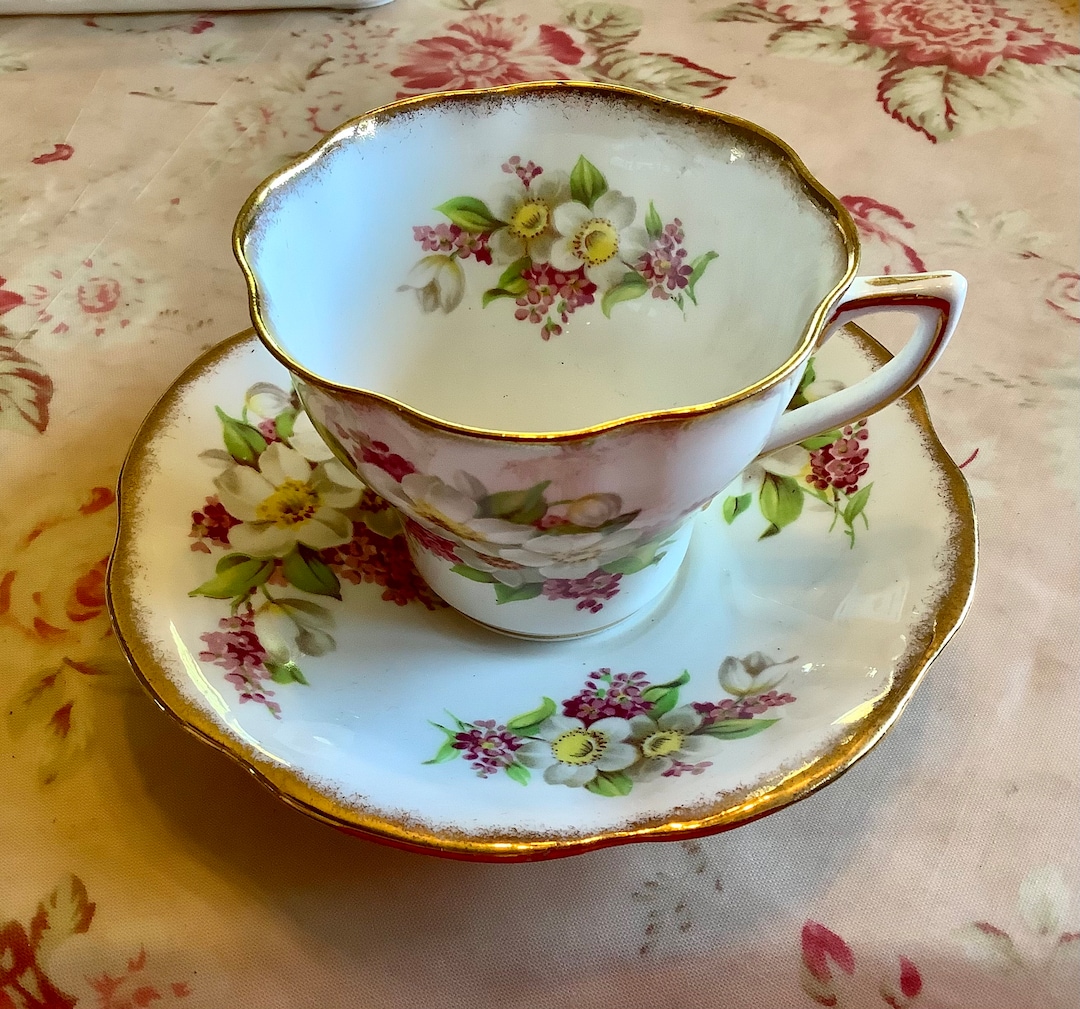 Vintage Rosina Bone China Flower Pattern Cup and Saucer - Etsy