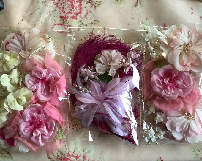 3 Grab Bags of Vintage Millinery Flowers and This and That - Etsy