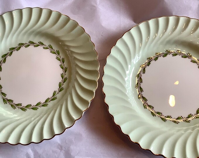 Set of 2 Vintage Minton Cheviot Pattern White and Green Salad Plates - Etsy