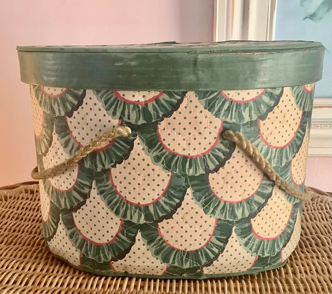 Adorable Vintage Fabric Covered Hat Box Style Sewing Kit - Etsy