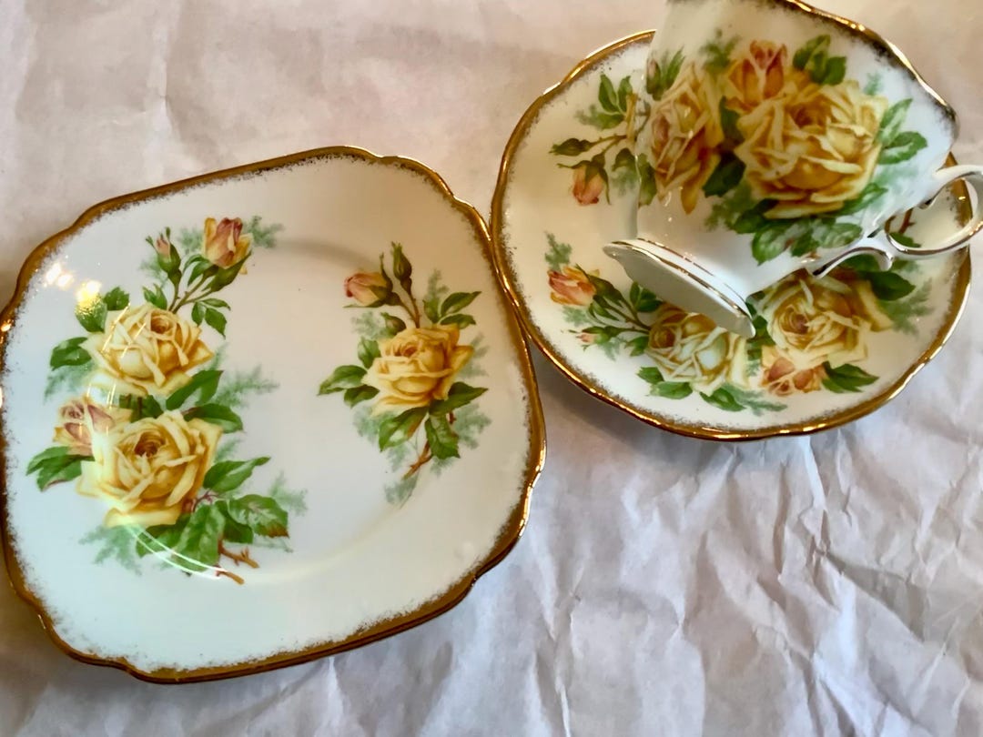 Royal Albert Bone China Tea Rose Pattern Yellow Rose Trio Set Cup ...