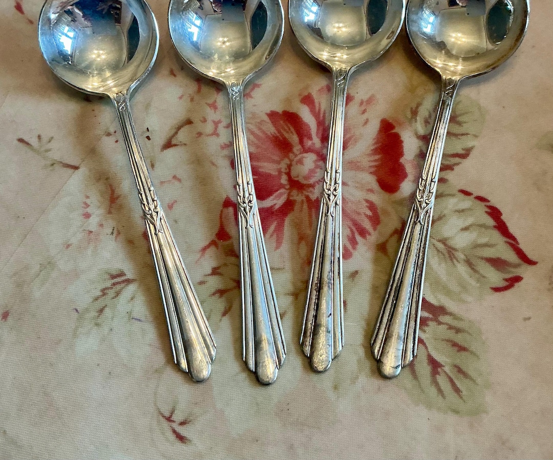 Set of 4 Vintage Silverplate Round Bullion Spoons - Etsy