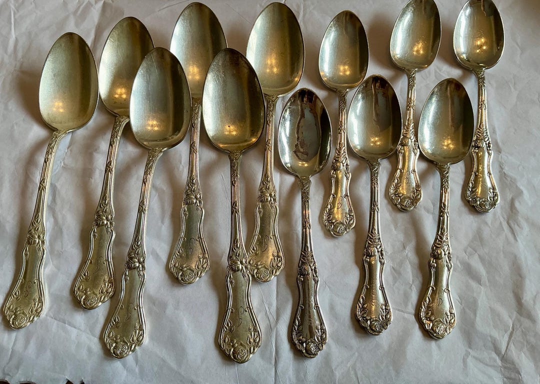Set of 12 Vintage Silverplate Rosemary Pattern Teaspoons and ...