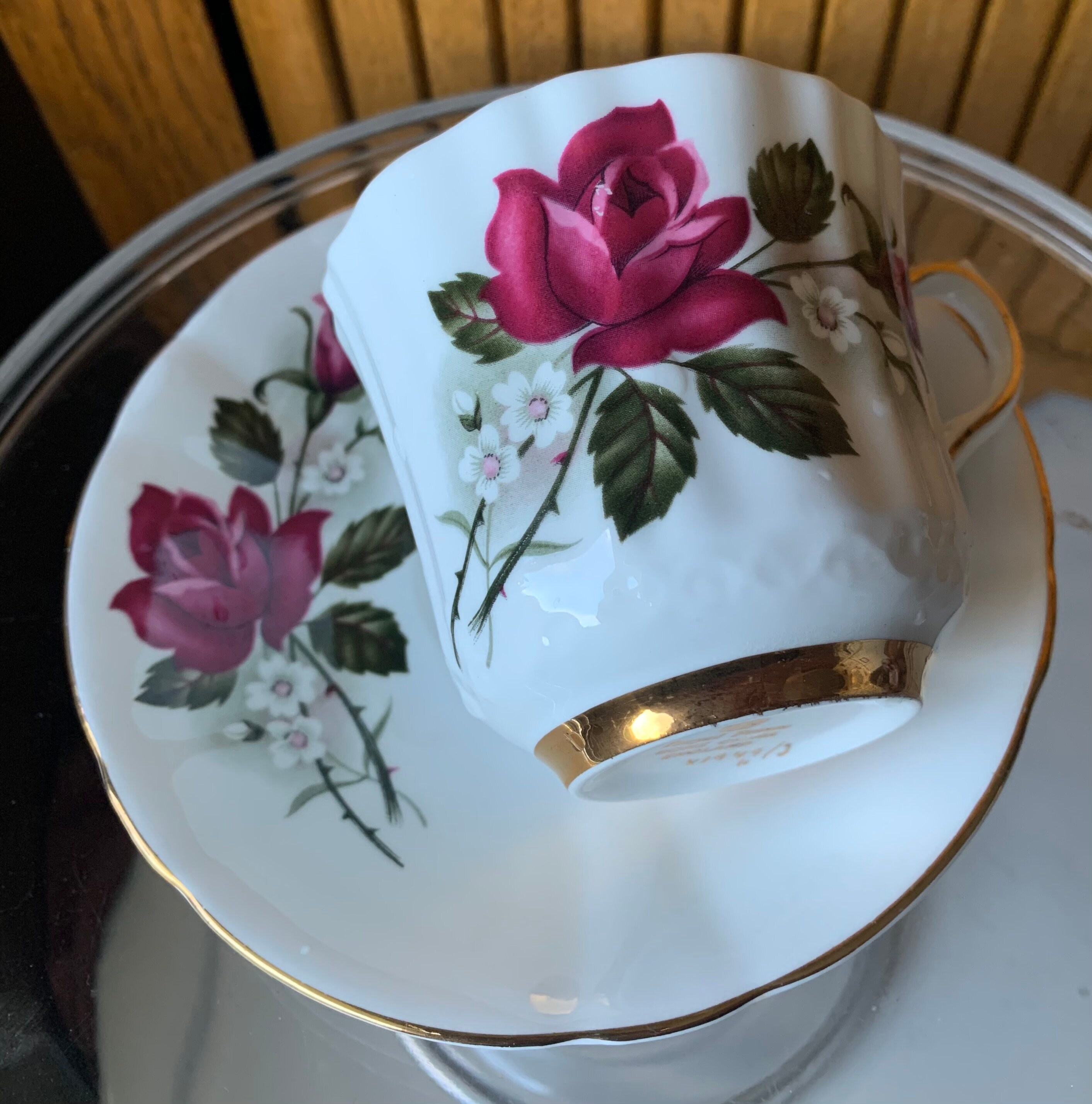 Vintage Royal Prince bone china rose pattern cup and saucer | Etsy