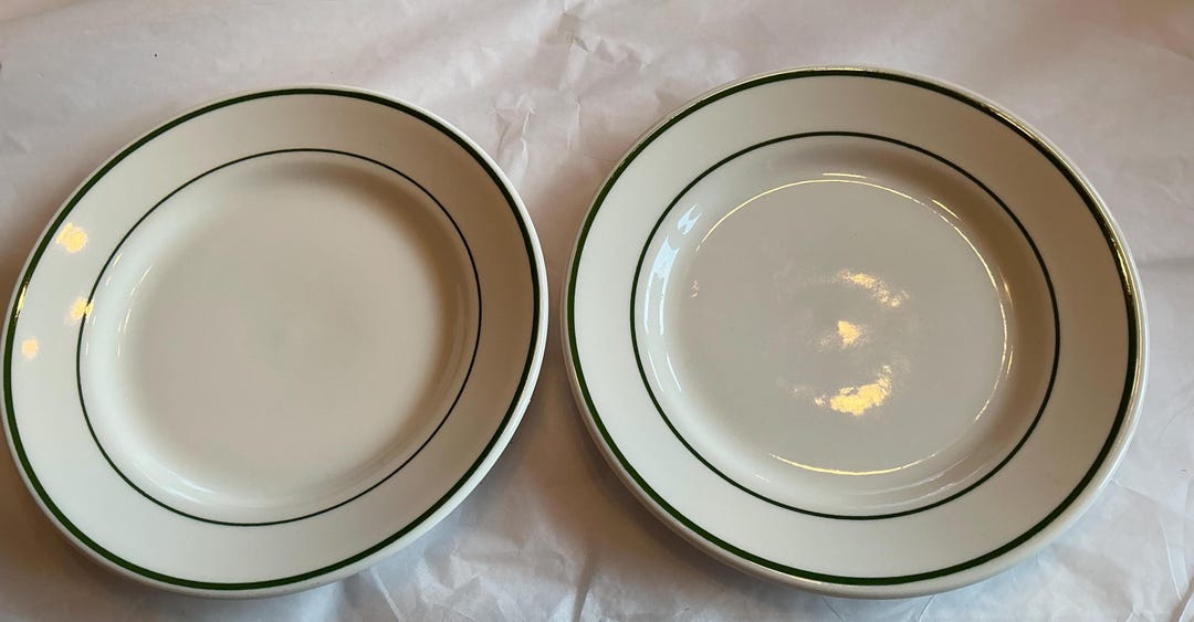Set of 2 Vintage Buffalo China Restaurant Ware Salad Plates With Green ...