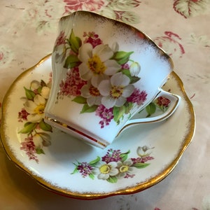 Vintage Rosina Bone China Flower Pattern Cup and Saucer - Etsy