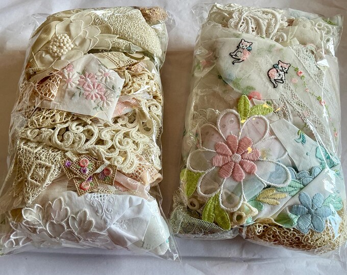 2 Grab Bags of Vintage Lace Trim and This and That Lot A - Etsy