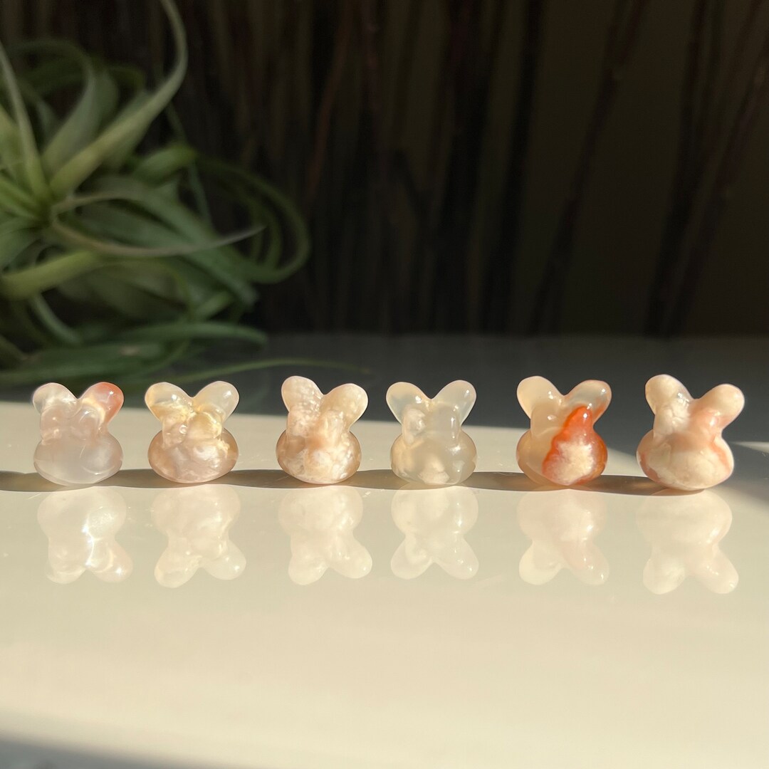 You Choose / Flower Agate Mini Rabbit Carving / Miniature Crystal ...