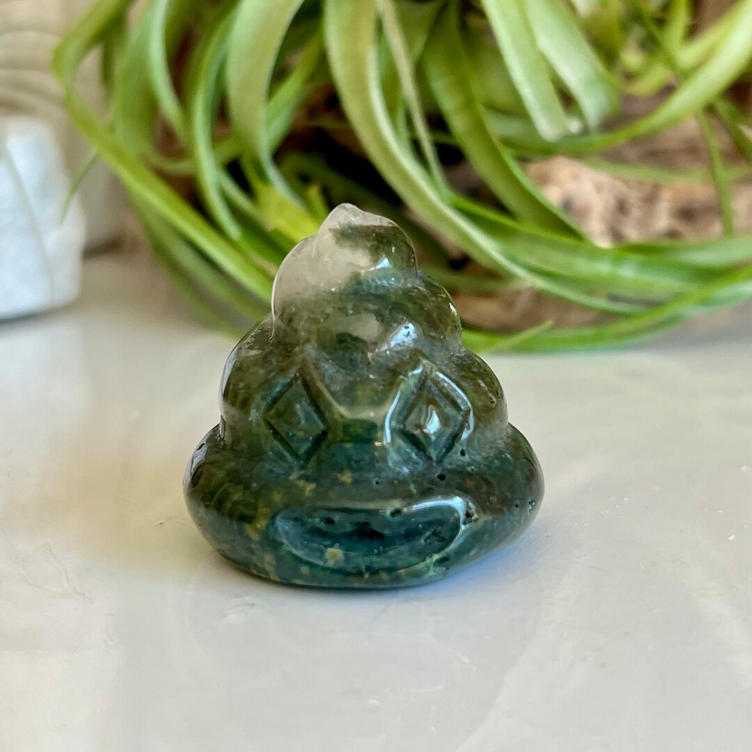 Moss Agate Poop Emoji Crystal Carving / Tree Agate - Etsy