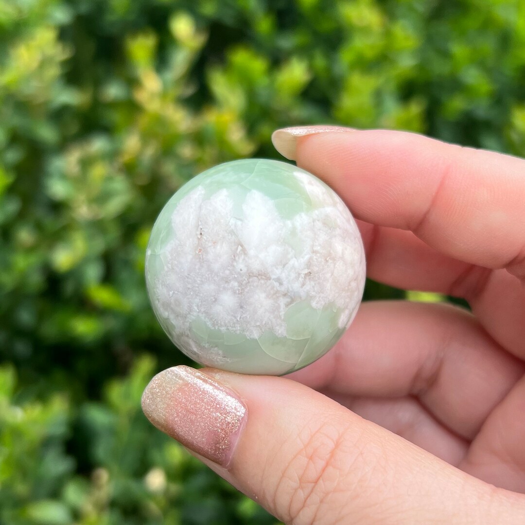 Green Flower Agate Sphere / Flower Agate / 35.2mm - Etsy 日本