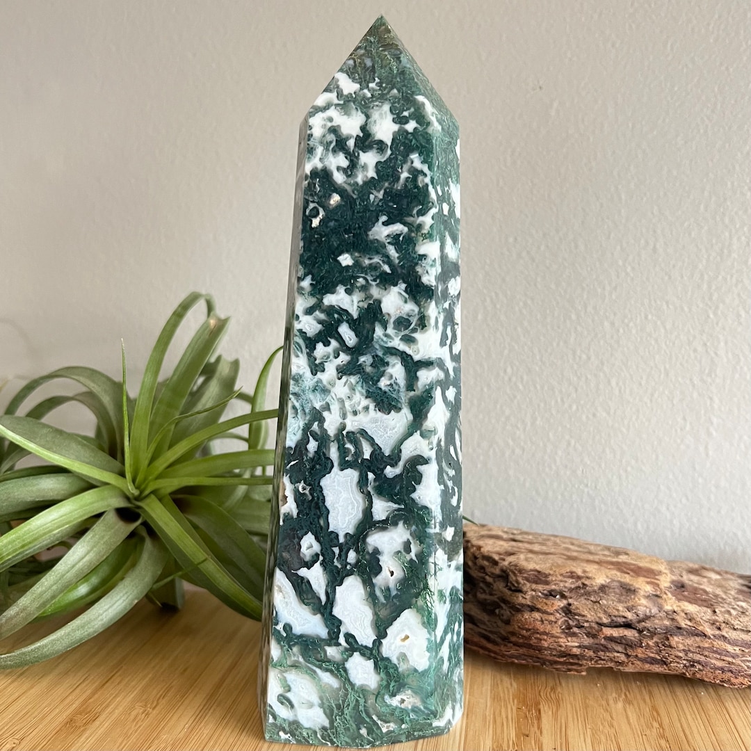 Large Moss Agate Tower / Tree Agate - Etsy