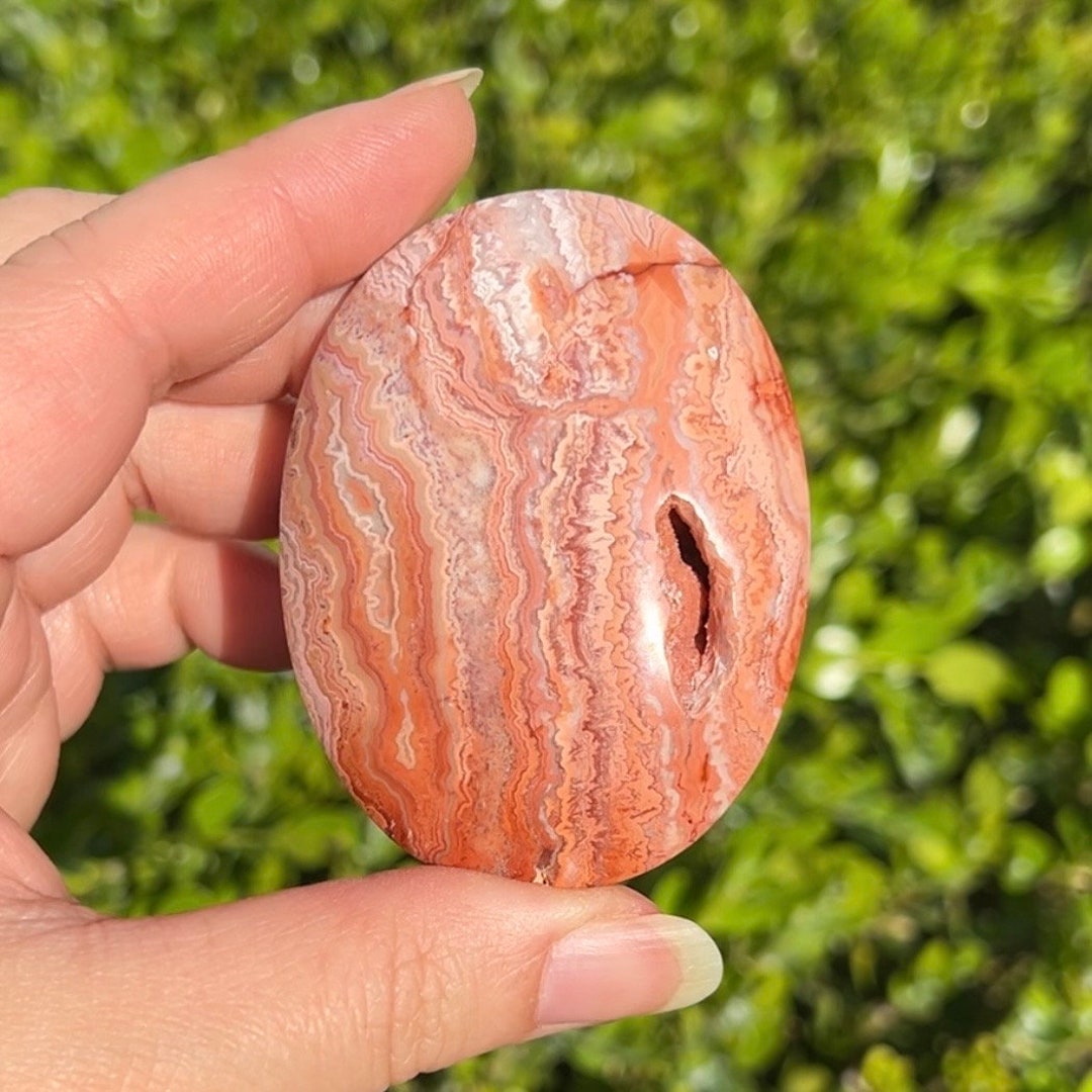 Pink Crazy Lace Agate Palm Stone - Etsy