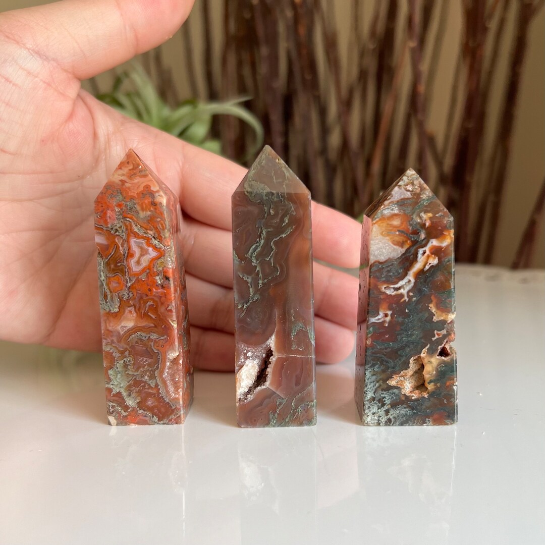 You Choose / Carnelian Moss Agate Tower / Obelisk Tower / Red Moss ...