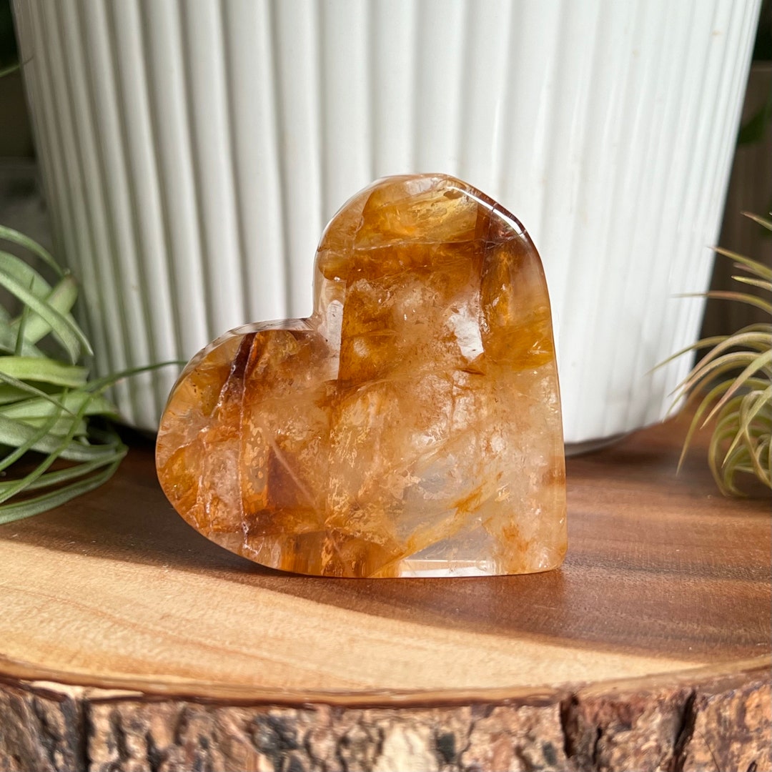 Golden Healer Fire Quartz Heart / Self Standing - Etsy
