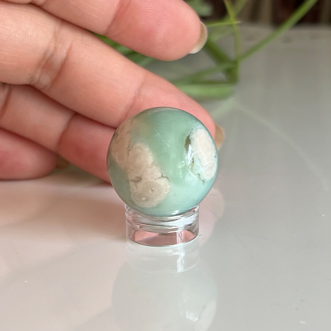 Green Flower Agate Mini Sphere / Flower Agate / 23.7mm - Etsy 日本