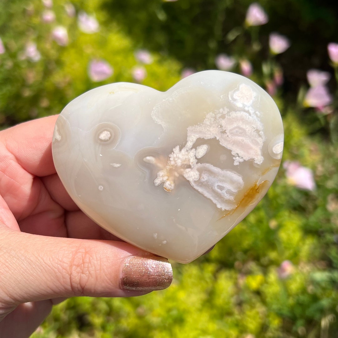 Flower Agate Heart / Large Agate Heart - Etsy