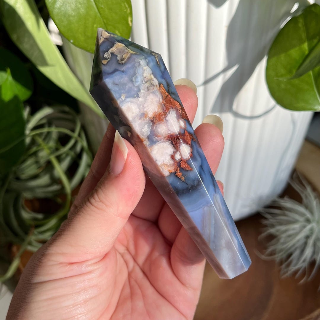 Blue Flower Agate Wand / Madagascar - Etsy
