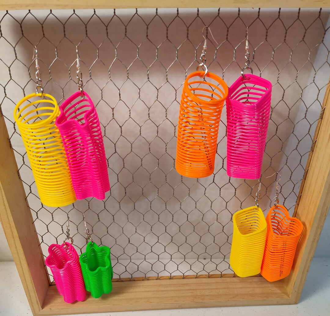 Plastic Spring Like Bouncy Dangling Earrings - Etsy