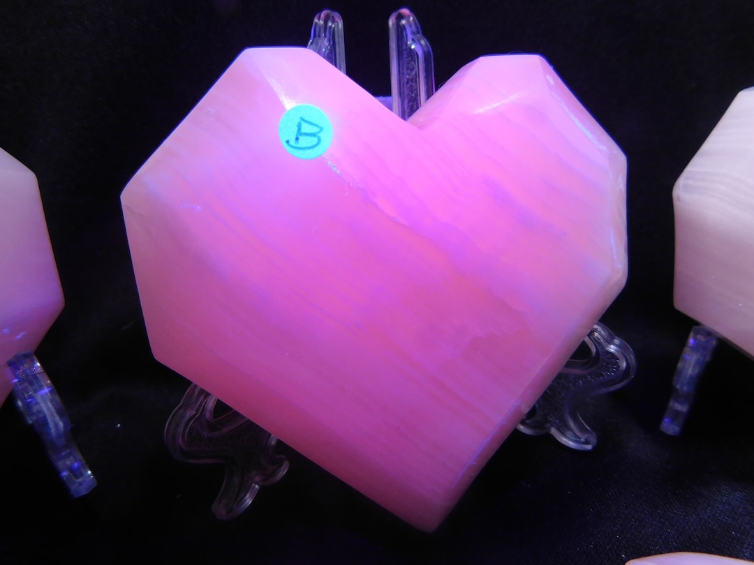 Faceted UV Reactive Pink Mangano Calcite Heart - Etsy