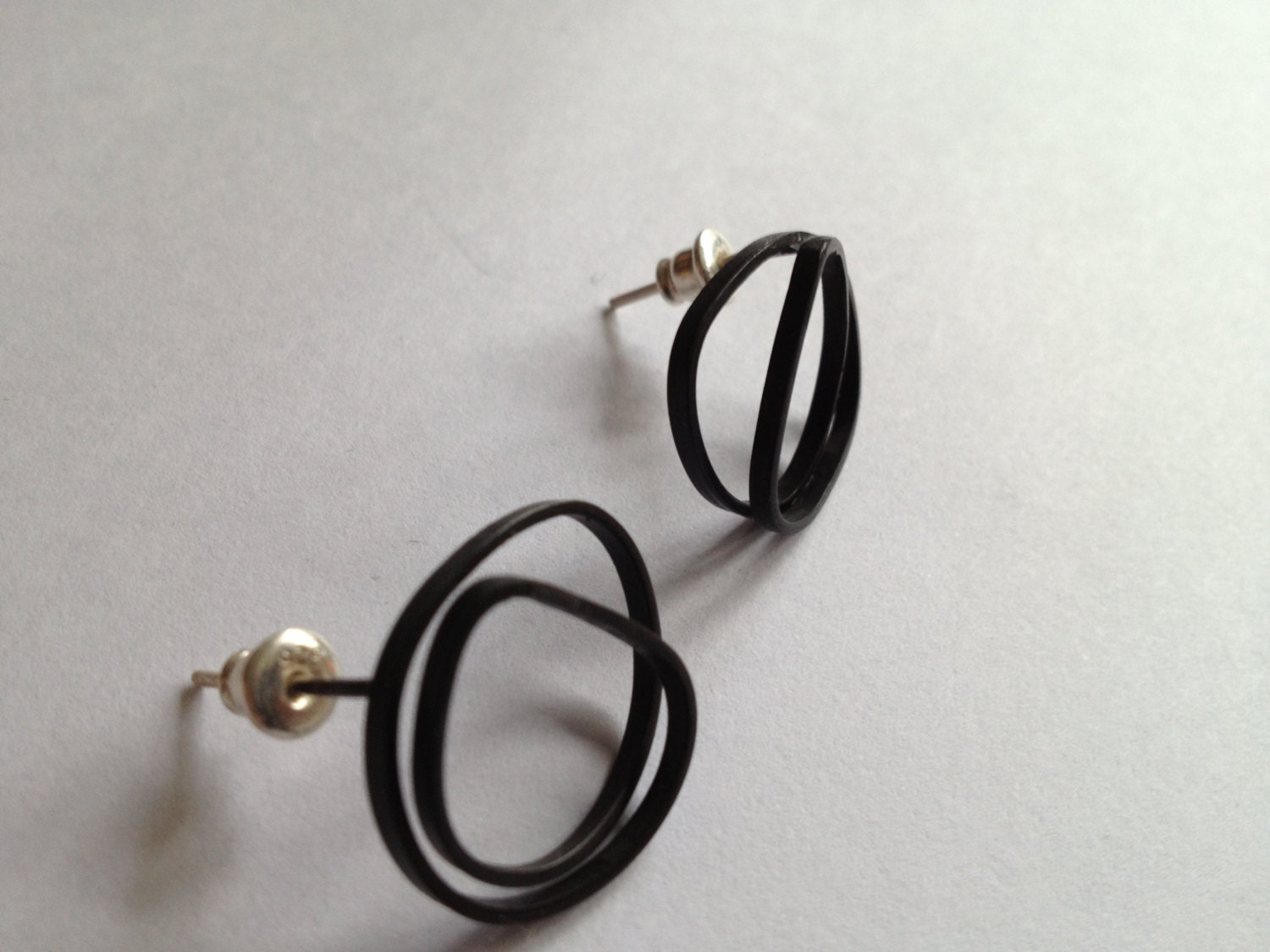 Sterling Silver Loop Earrings black Finish - Etsy
