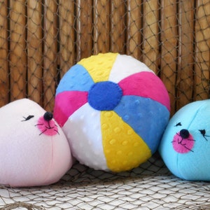 Baby Seal and Beach Ball Plushies, Seal Child's Toy, Nautical Toy ...