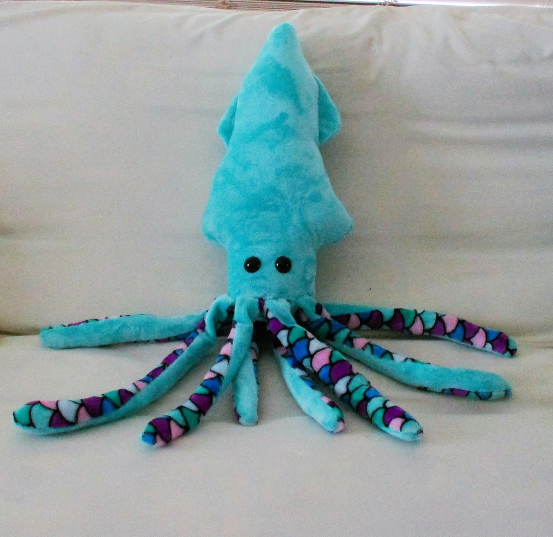 Squid Plushie, Toy Squid, Colorful Squid, Stuffed Squid, Sealife Softie ...