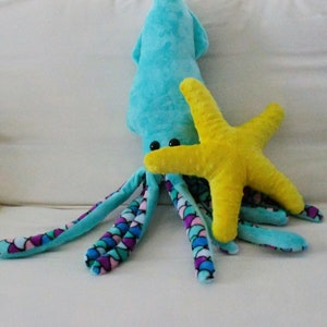 Squid Plushie, Toy Squid, Colorful Squid, Stuffed Squid, Sealife Softie ...