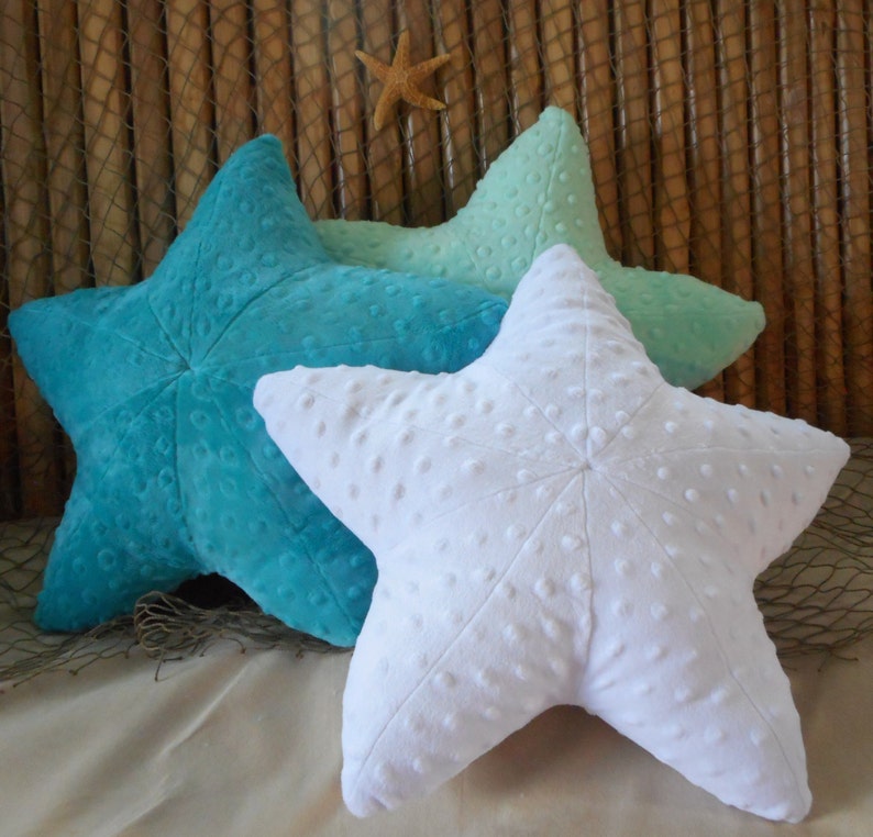 Starfish Pillow Nautical Pillow Minky Dot Starfish Pillow - Etsy