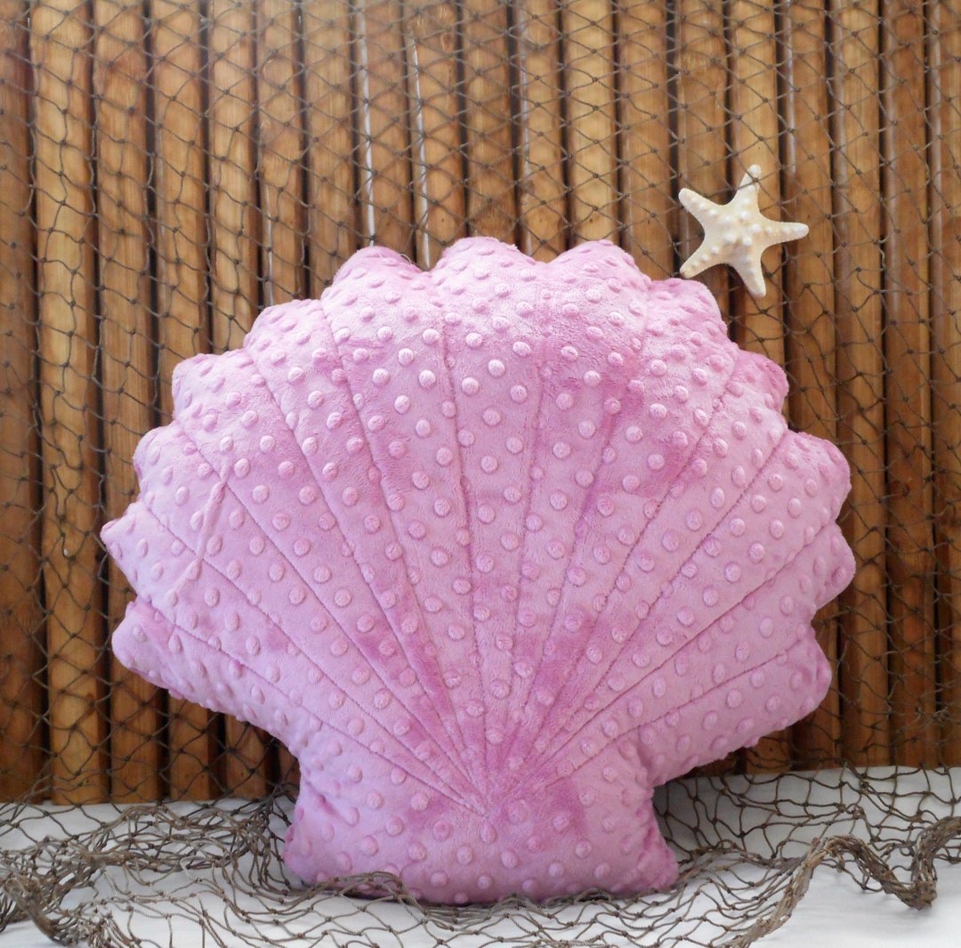 Scallop Shell Pillow, Dusty Rose Minky Dot Scallop Shell Throw Pillow ...