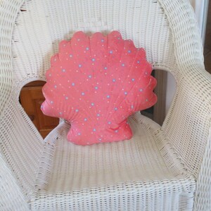 Scallop Shell Pillow, Coral Pink Minky Fabric Scallop Shell Pillow ...
