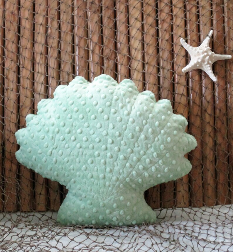 Scallop Shell Pillow Small Scallop Shell Pillow Sage Green | Etsy