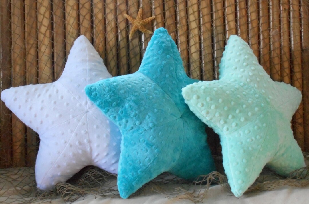Starfish Pillow, Nautical Pillow, Minky Dot Starfish Pillow, Nautical ...