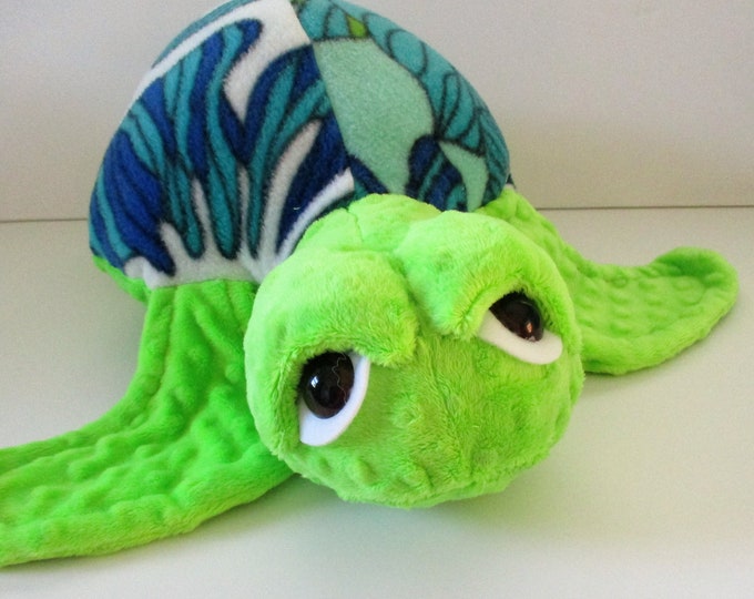 Sea Turtle Plushie, Colorful Sea Turtle Softie, Stuffed Sea Turtle, Sea ...
