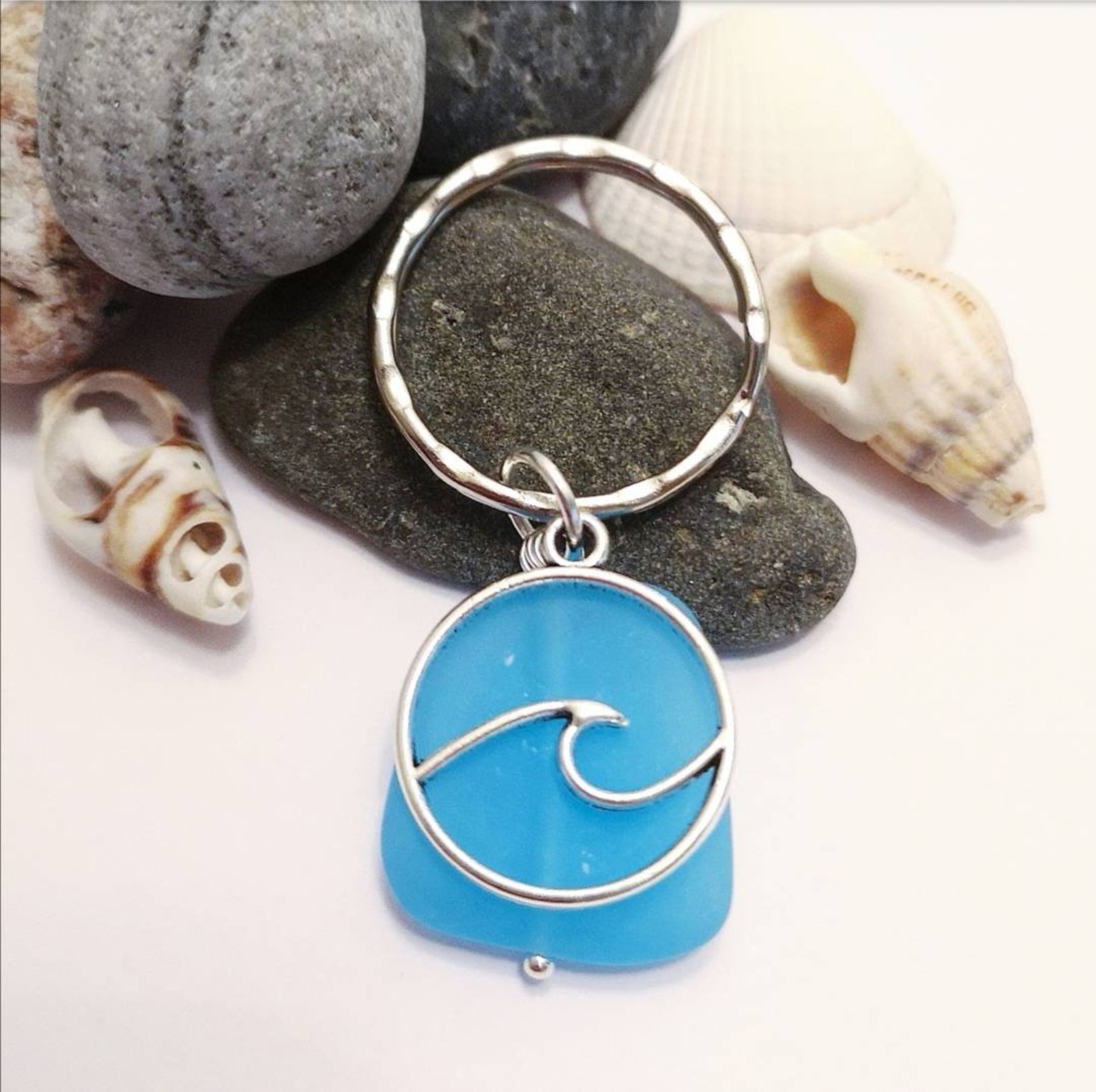 Sea Glass Keyring, Surfer Keyring, Beach Lover Gift, Beach Wedding ...