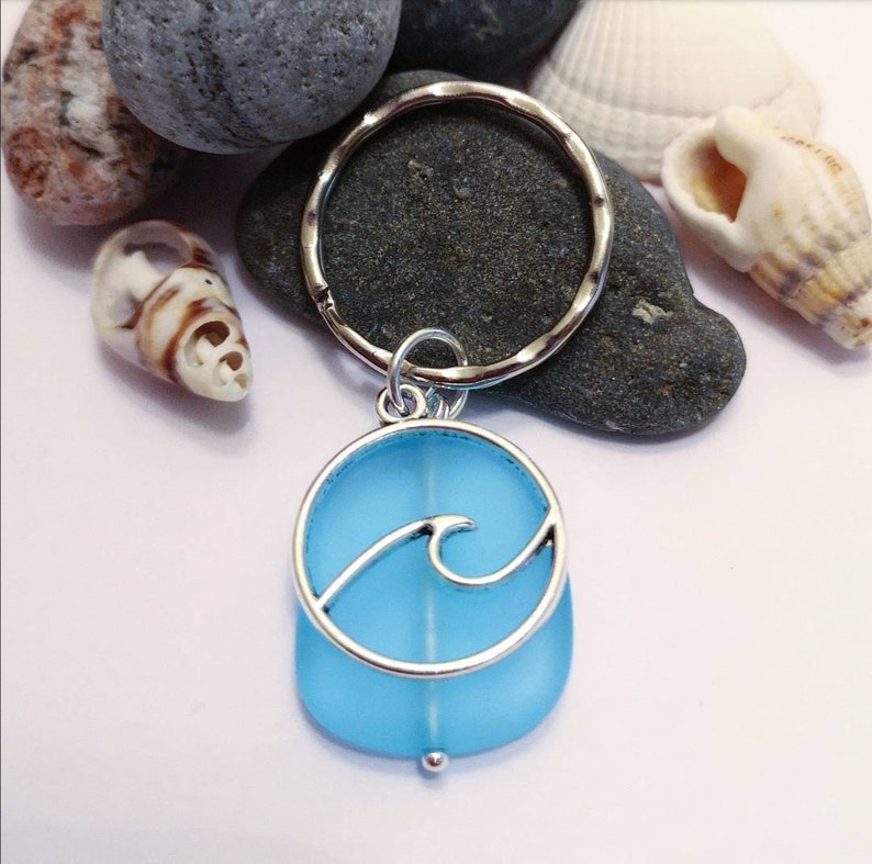 Sea Glass Keyring, Surfer Keyring, Beach Lover Gift, Beach Wedding ...