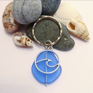 Sea Glass Keyring, Surfer Keyring, Beach Lover Gift, Beach Wedding ...
