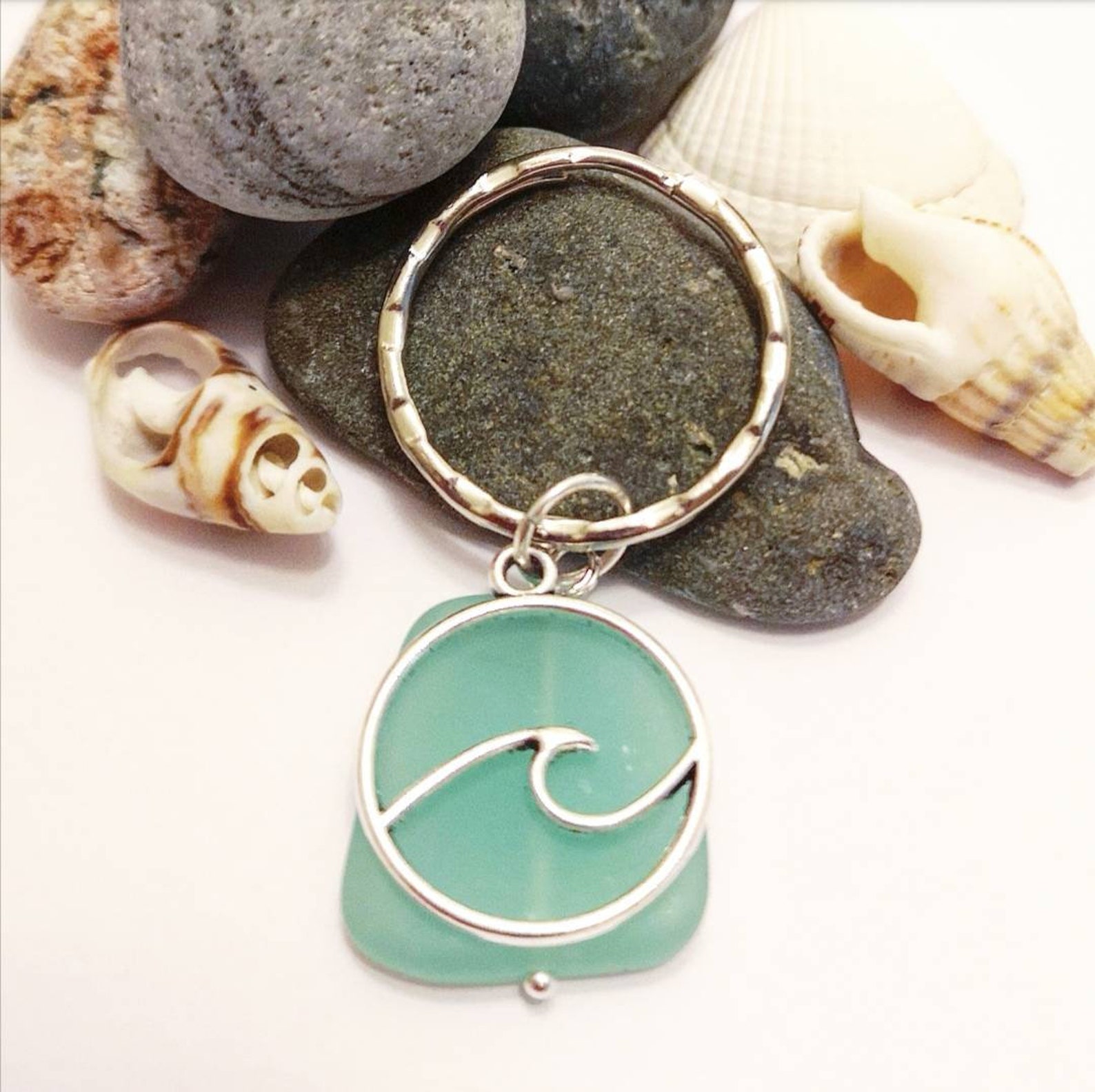 Sea Glass Keyring, Surfer Keyring, Beach Lover Gift, Beach Wedding ...