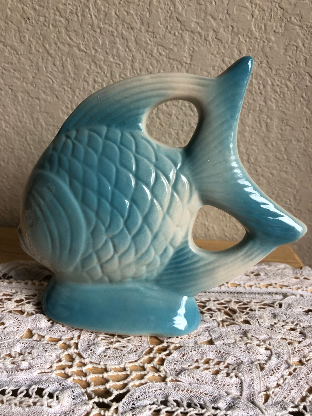 A Ceramic Baby Blue/off White Fish Figurine See Description - Etsy