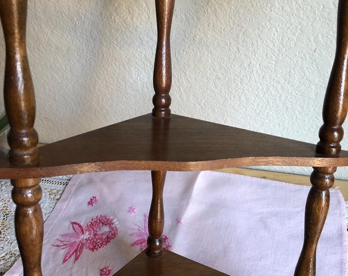 A Lightweight Wood Spindle Style Corner Accent/figurine Shelf With A ...