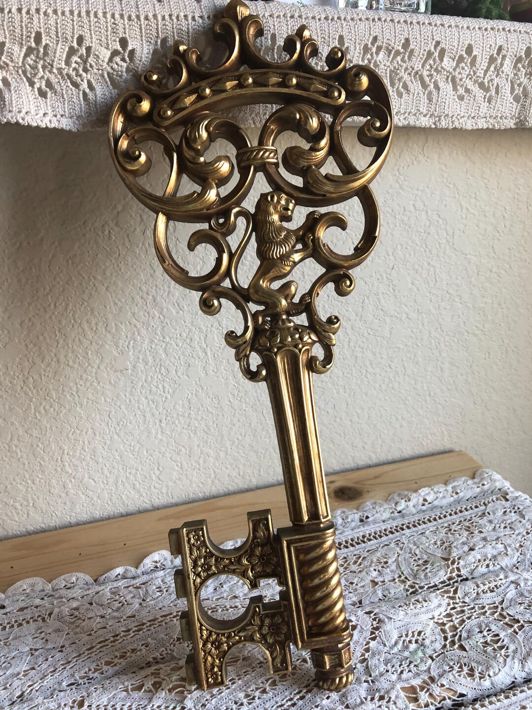 A Large Wall Decor Item in the Shape of an Ornate Key See Description ...