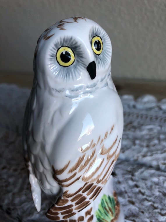 A Ceramic White Owl Figurine Marked B. Linley Adams 256 Small | Etsy